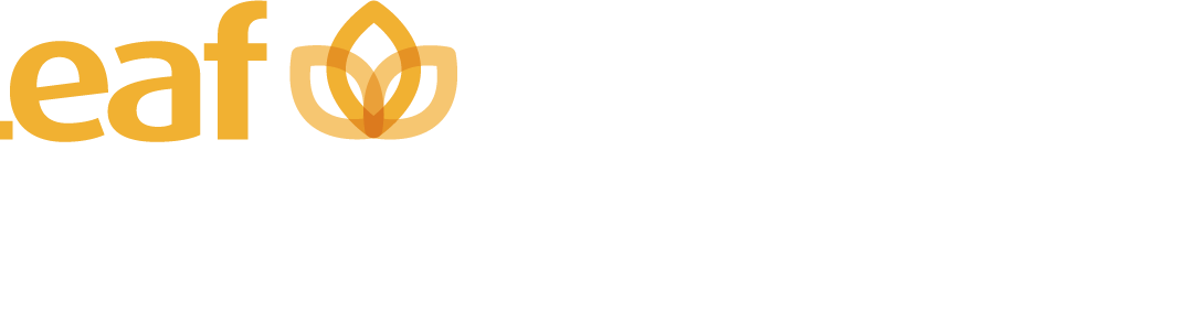 Leaf - Dementia Villages Logo (On Blue) - Leaf Care Services